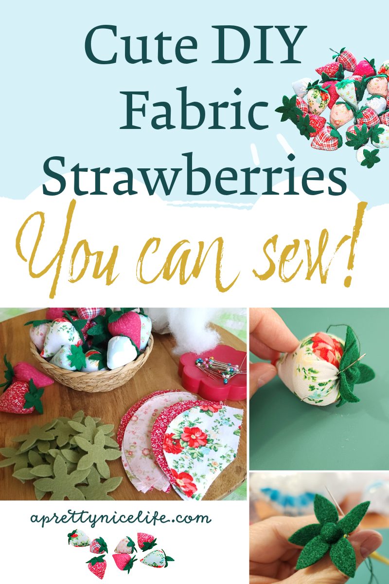 Fabric strawberry pattern easy tutorial - A Pretty Nice Life